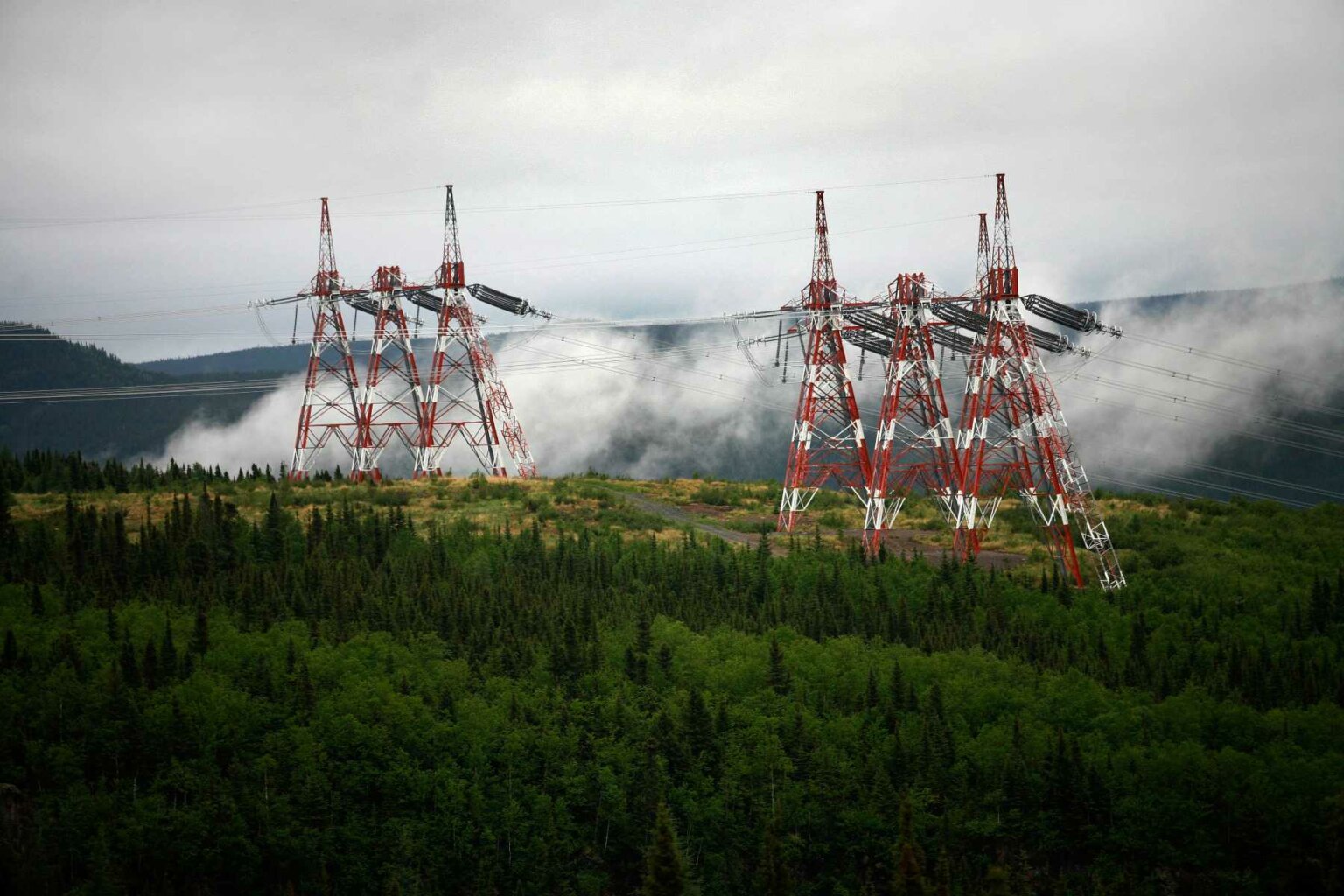 Transmission lines take the electricity from Labrador into Quebec ...