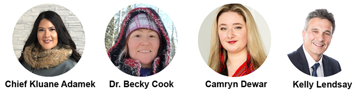 Photos of Chief Kluane Adamek, Dr. Becky Cook, Camryn Dewar, kelly Lendsay