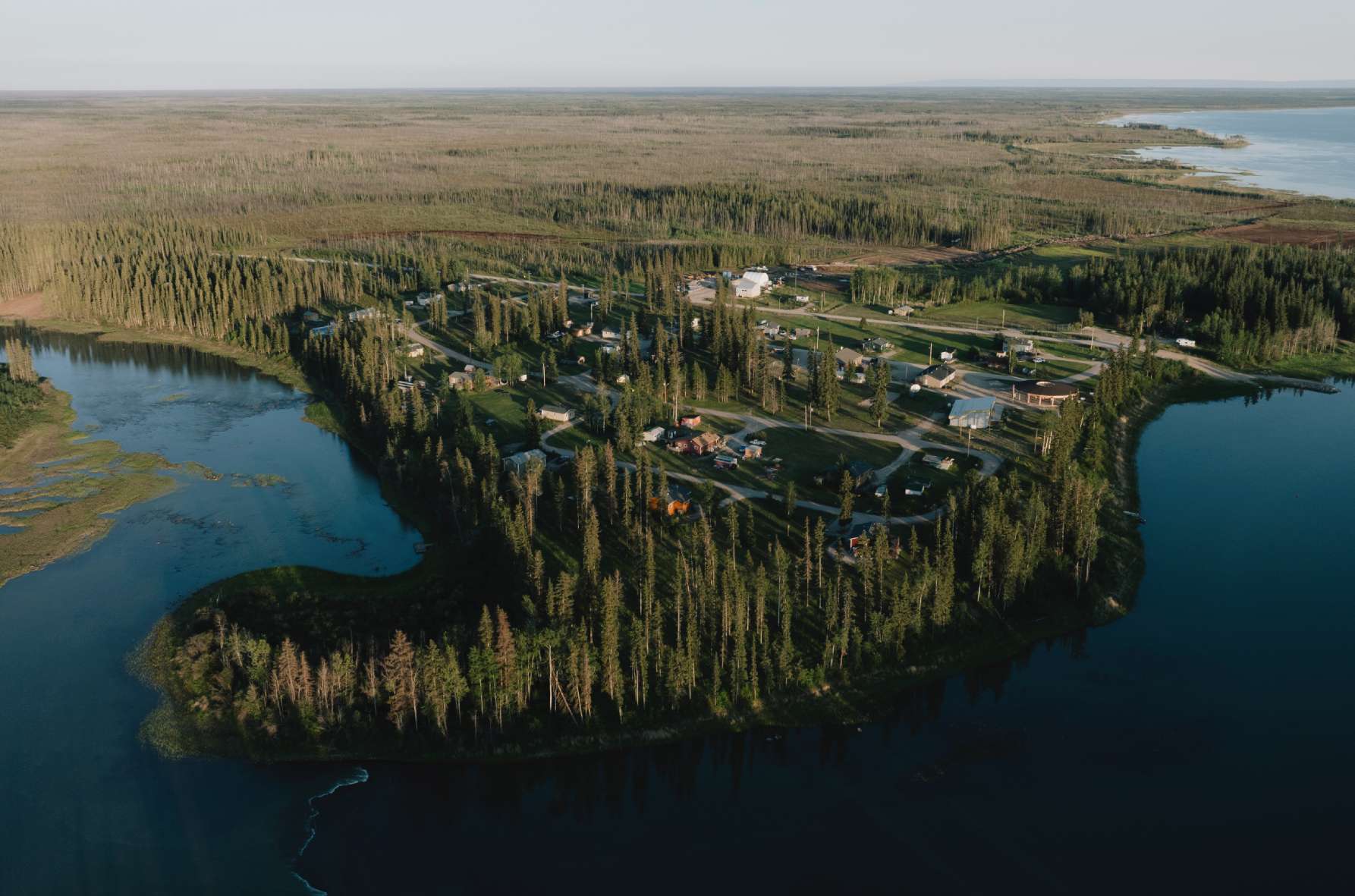 Aerial view of Kakisa, Northwest Territories.