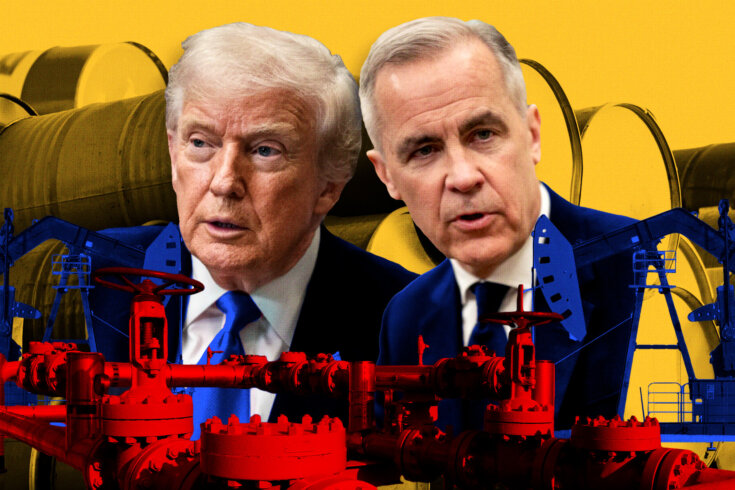 Photo of Prime Minister Mark Carney and President Donald Trump. Oil ...